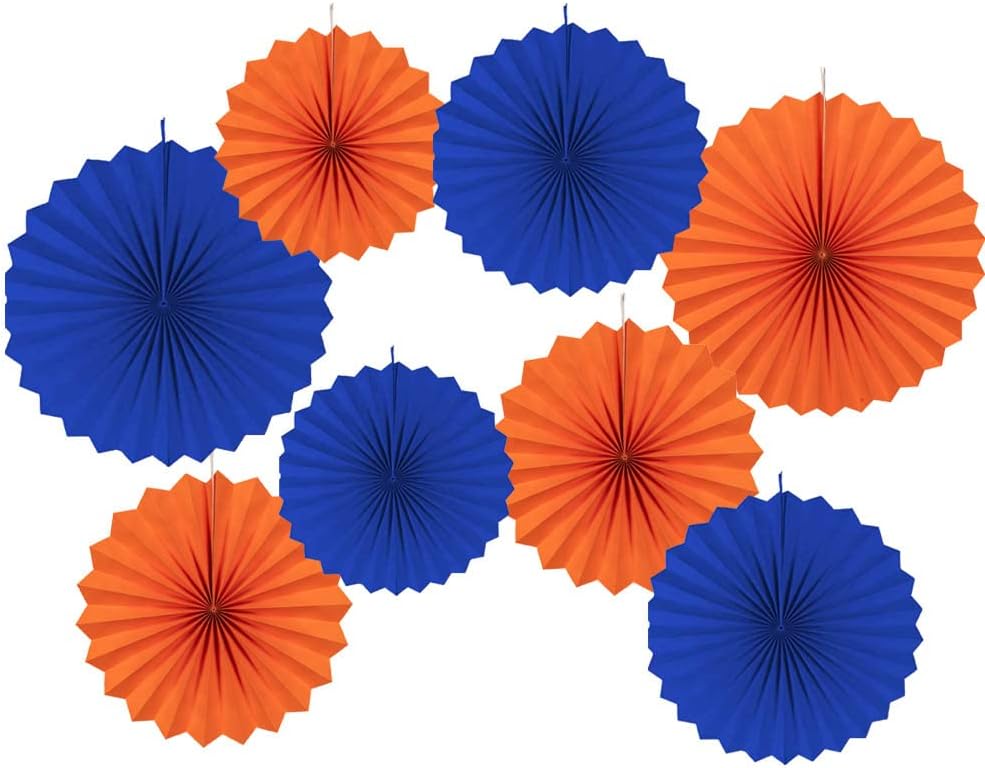 Amazon.com: Party Hanging Paper Fans Set,16in 10in and 8in Orange Blue ...