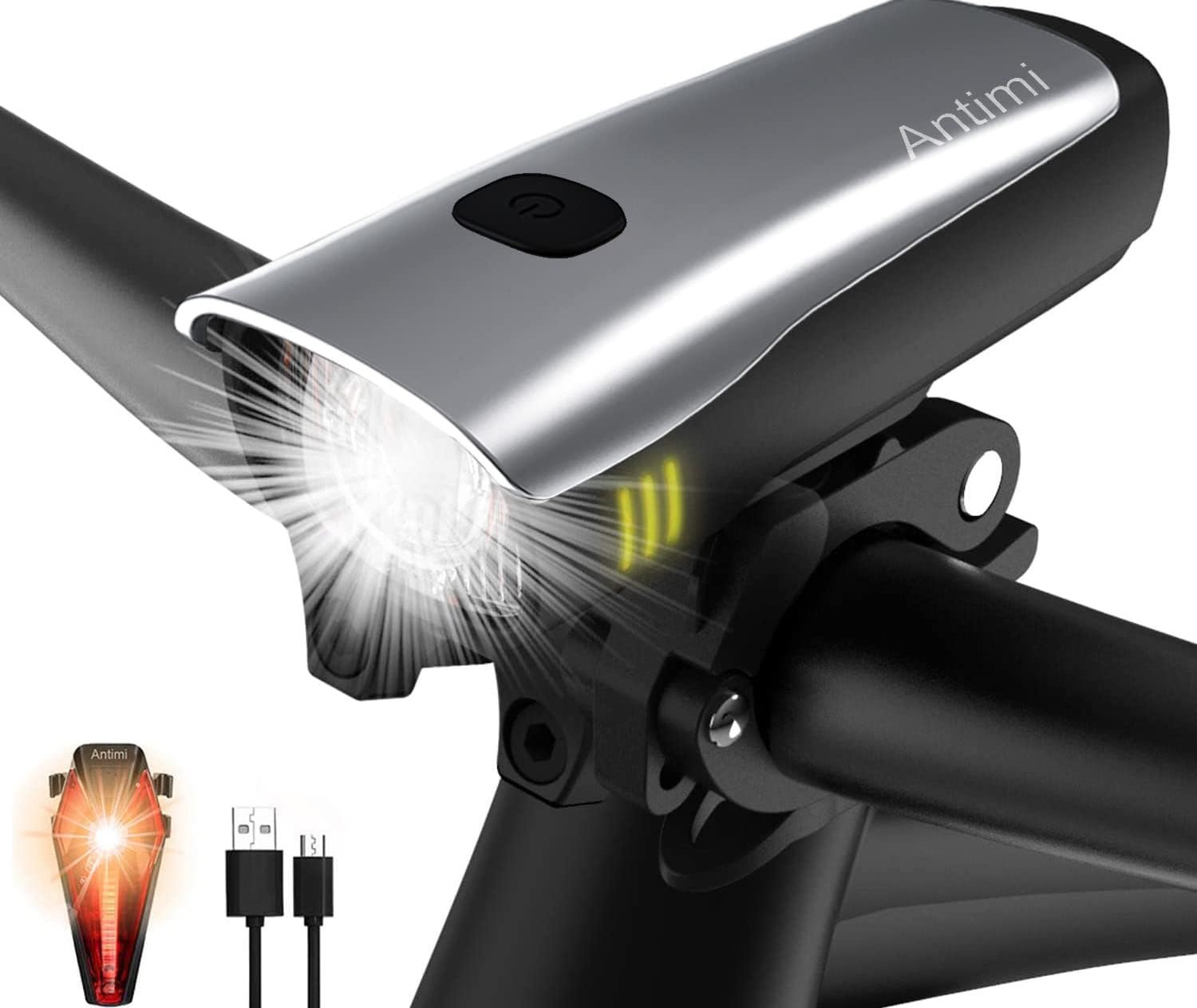 Antimi LED Bicycle Light Set, USB-Rechargeable Set with IPX5 Waterproof ...