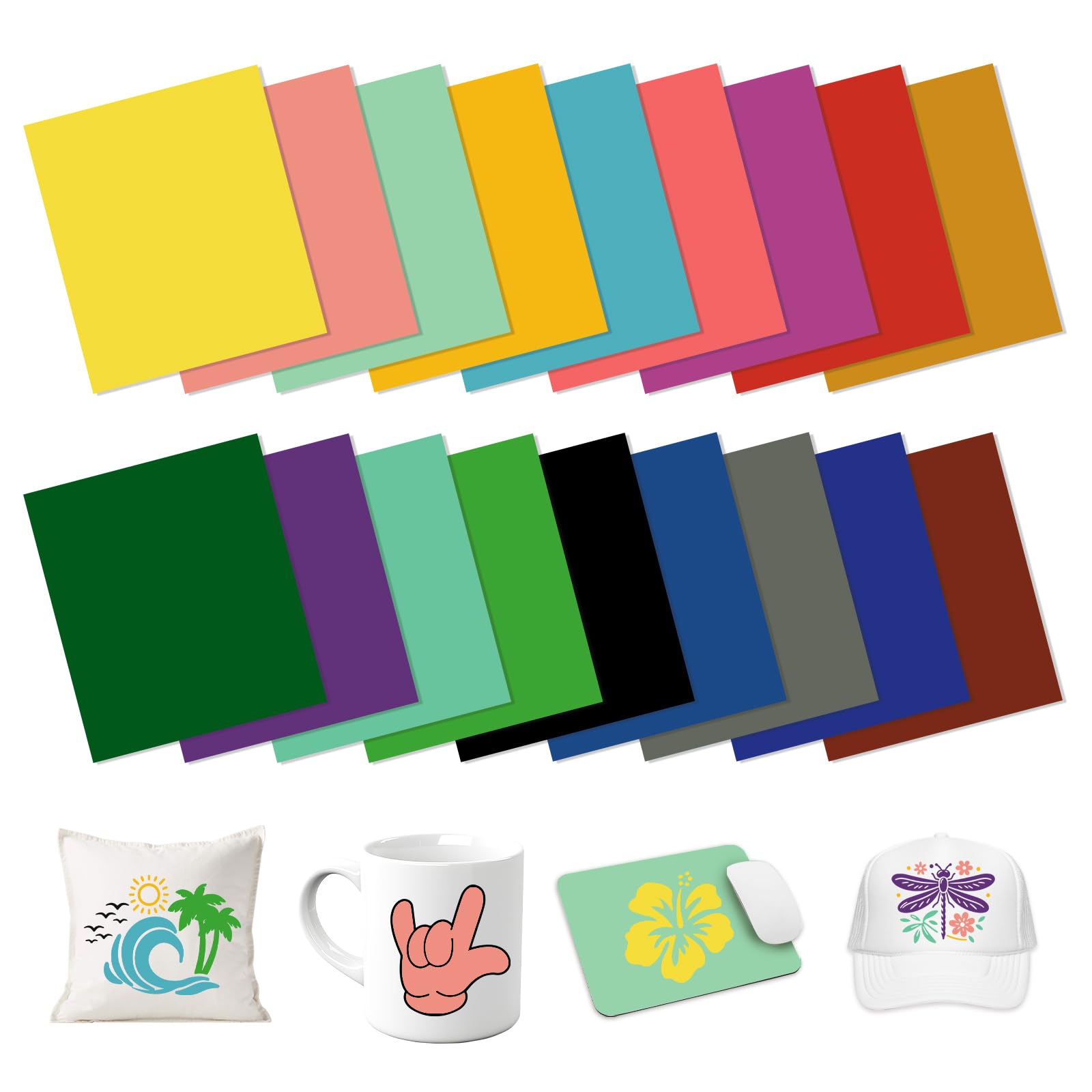 Amazon.com: HTVSTD Solid Color Sublimation Ink Transfer Sheets 18 ...