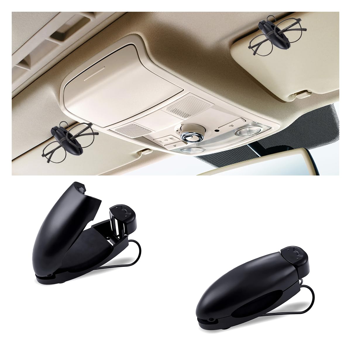 Amazon.com: GLSOWEE 2PCS Car Sunglasses Holder Clips, Car Eyeglasses ...
