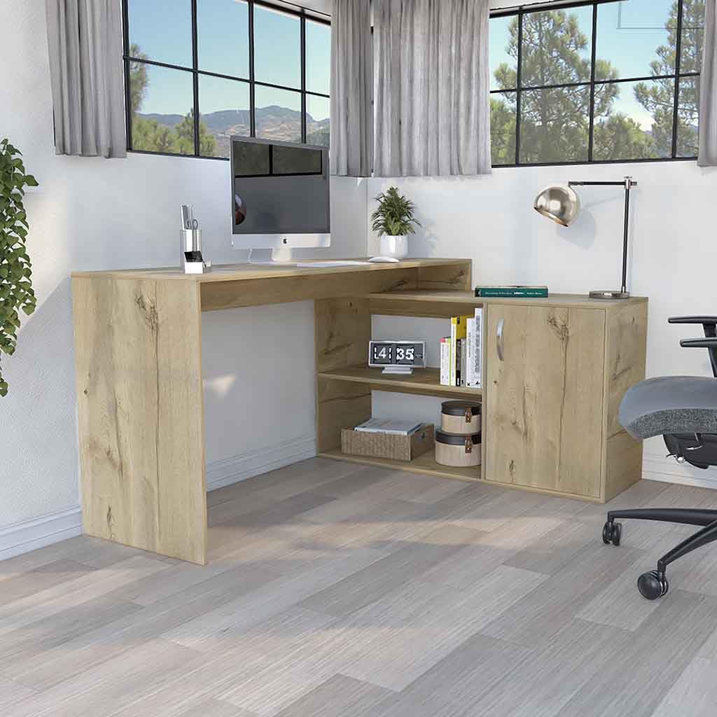 Amazon.com: LOPOO Modern L-Shaped Computer Desk with Open & Closed ...