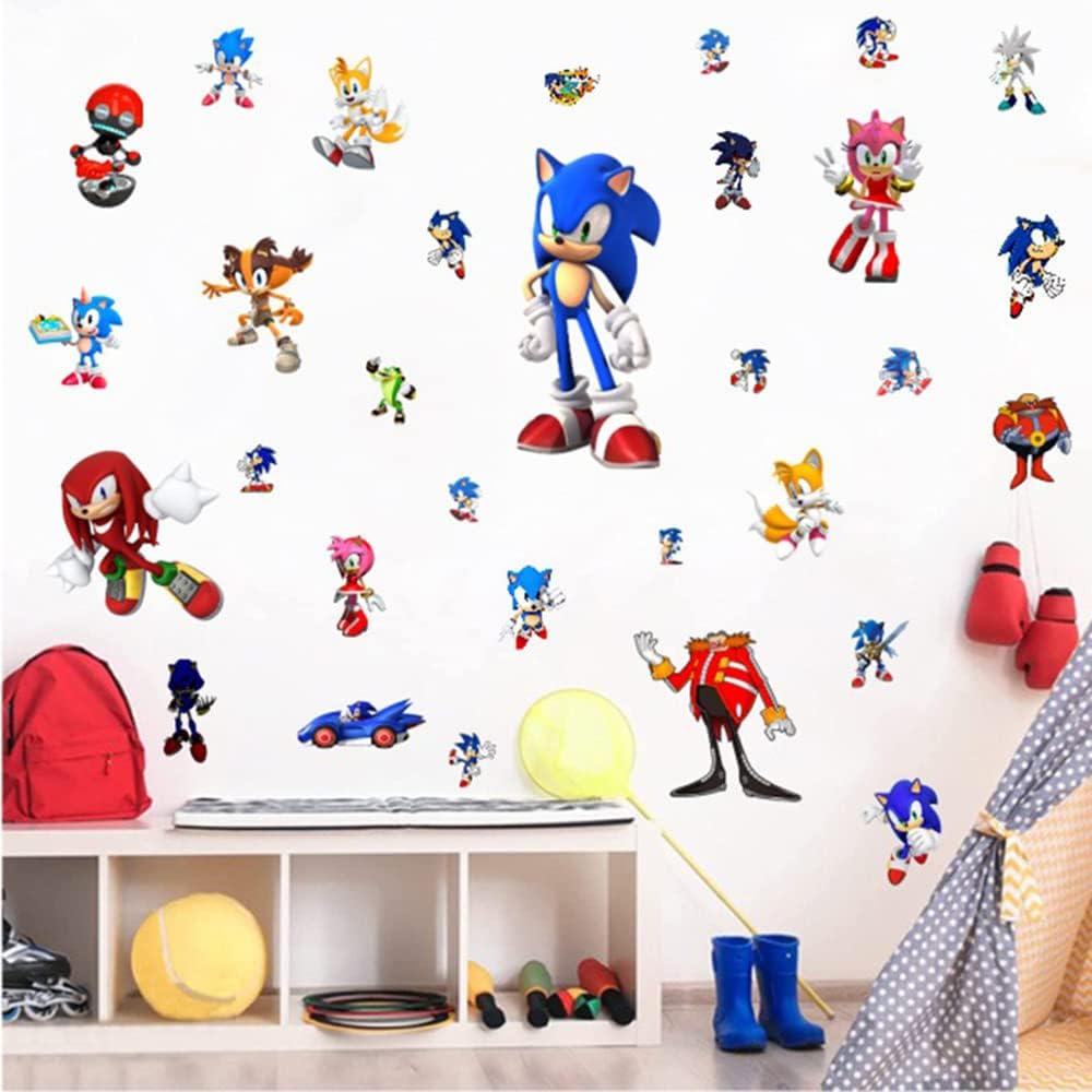 Amazon.com: Sonic Wall Decor Children's Cartoon Sonic Wall Stickers ...