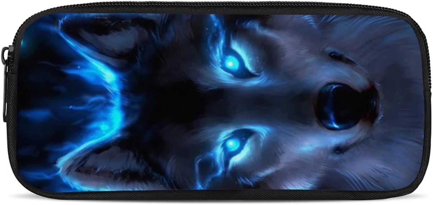 Amazon.com: Gesey-R4T Cool Cyan Walking Wolf Pattern Pen Pencil Case ...