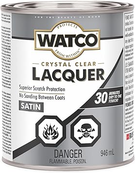 Watco 63241 Lacquer Clear Wood Finish, Quart, Satin Clear - Household ...