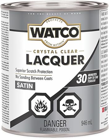 Watco 63241 Lacquer Clear Wood Finish, Quart, Satin Clear - Household ...