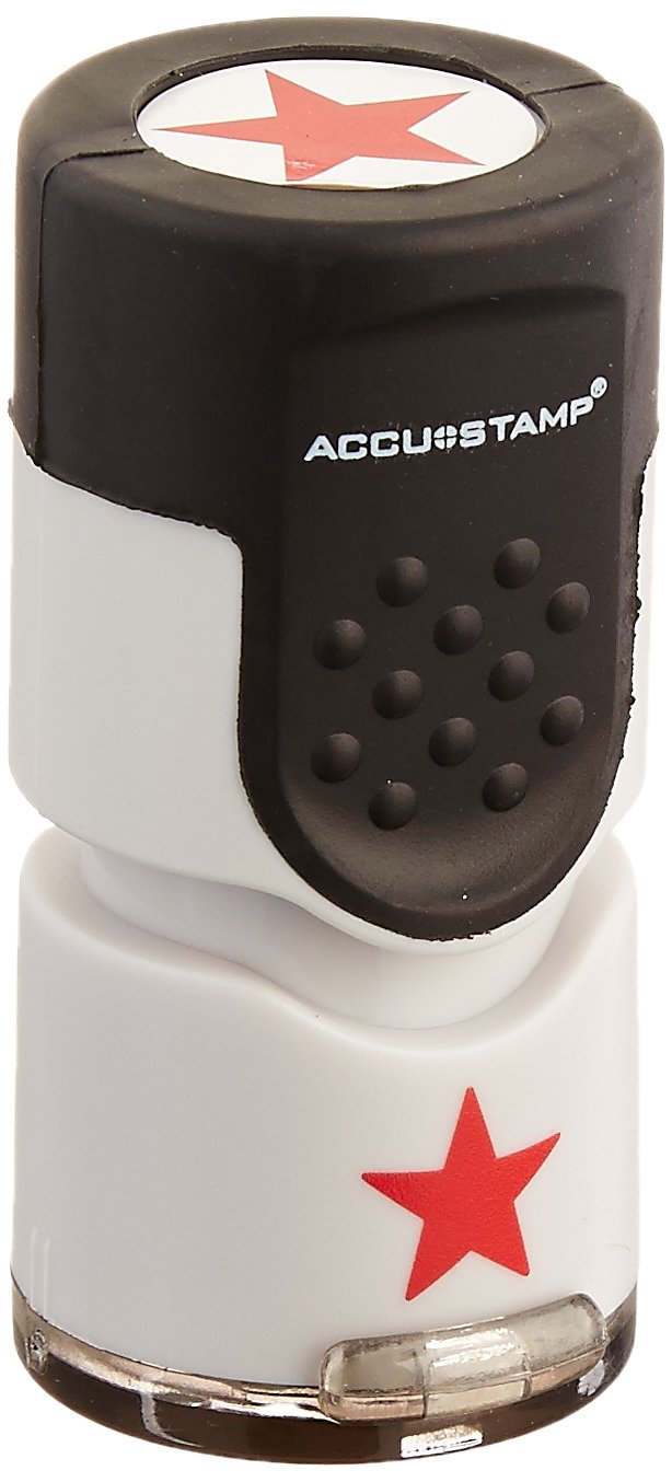 ACCUSTAMP Round Pre-ink Stamp, Star Symbol, Red Ink (030726) : Amazon ...