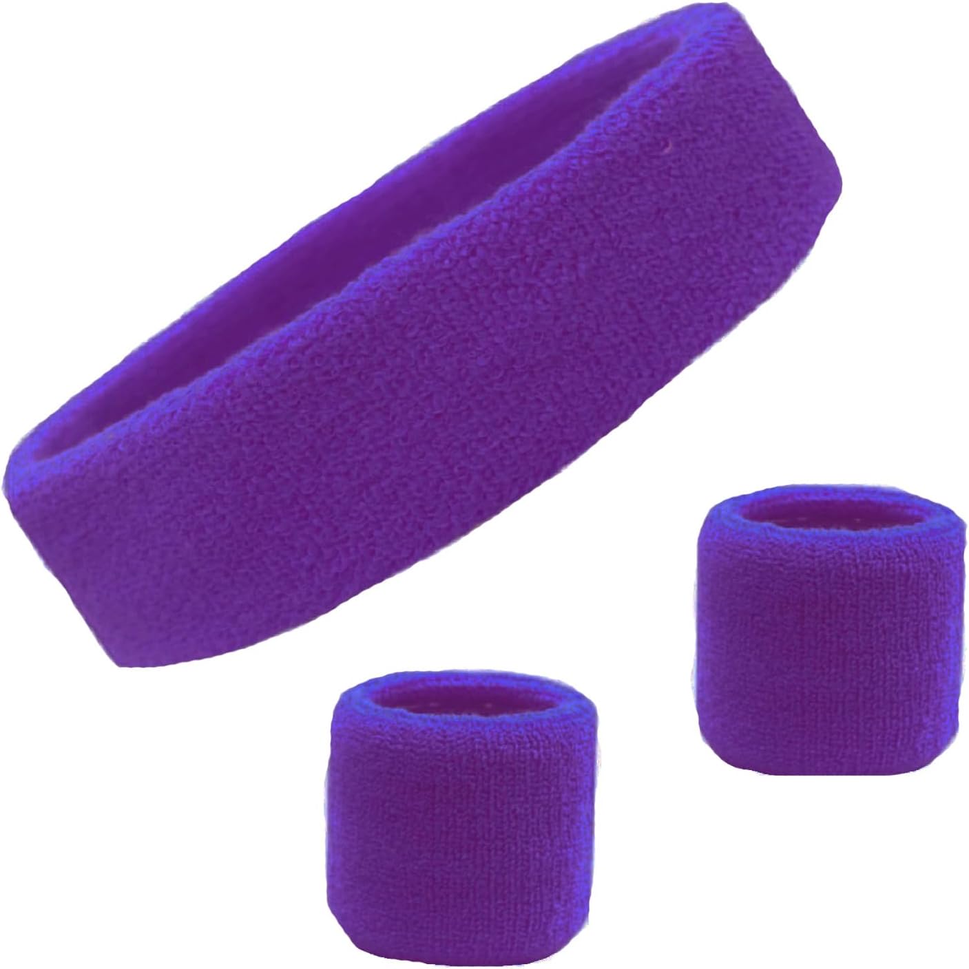 Amazon.com: Kenz Laurenz Cotton Sports Sweatband and Headband Set ...