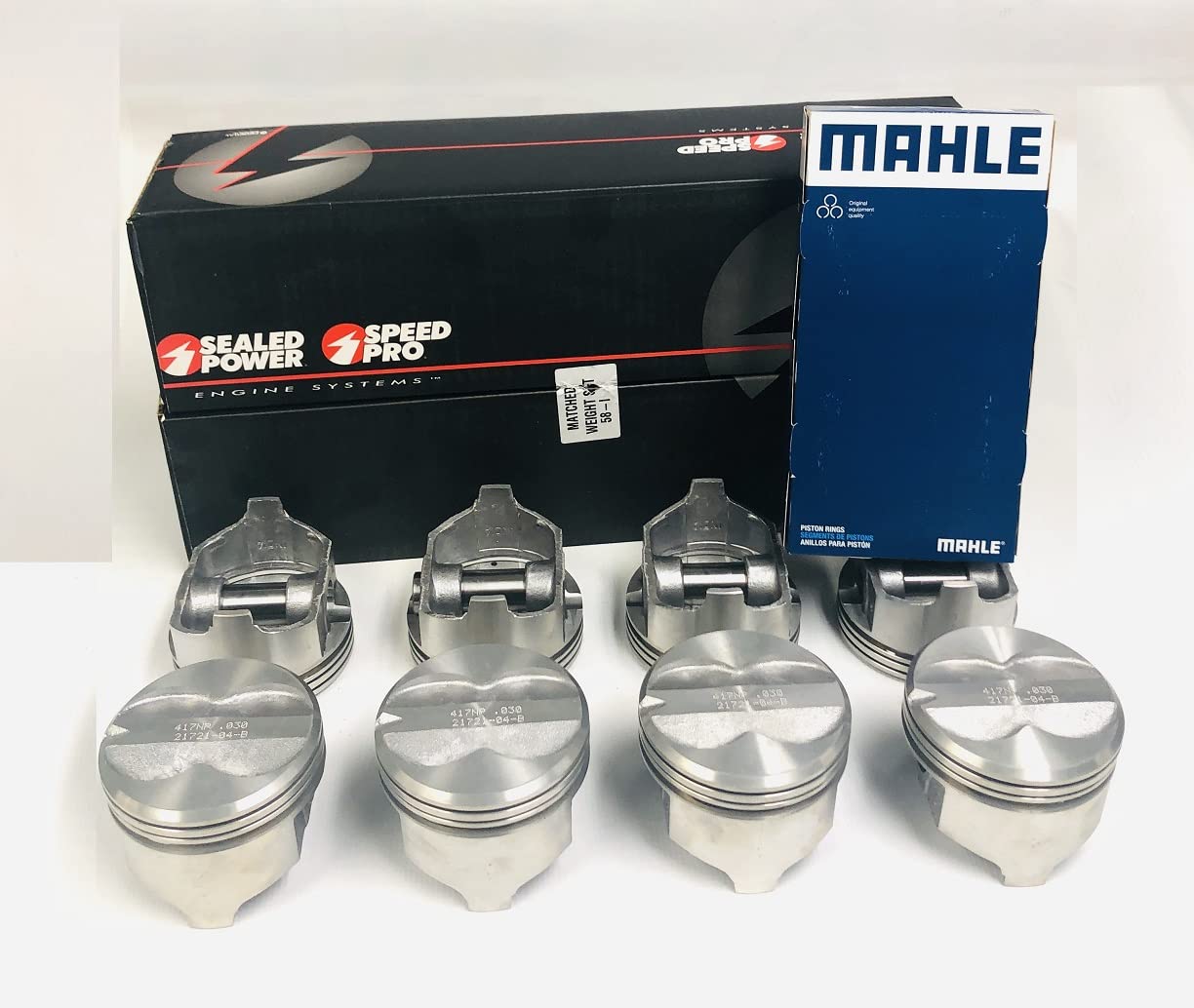 Amazon.com: Sealed Power Flat Top Pistons Set (8) +Rings +.040 Bore ...