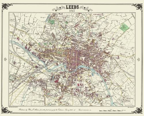 Leeds 1847 Heritage Cartography Victorian Town Map: Amazon.co.uk ...