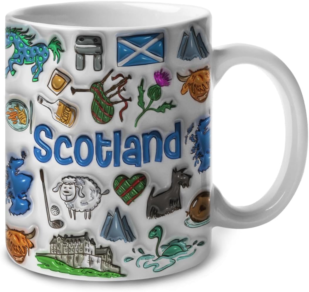 Amazon.com: Lotacy Scotland Symbols Colorful 2D Printed Coffee Mug With ...