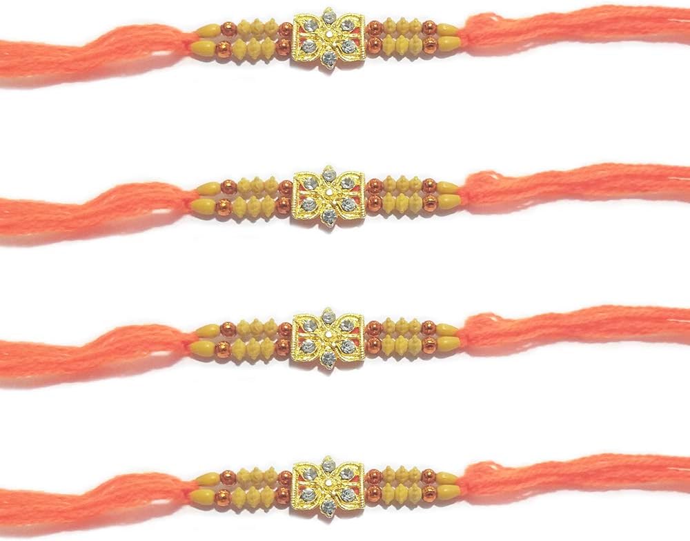 Pack of 4 NYGT 4 Fancy Stone Design Rakhi for Brother,Bhai,Bro,Bhabhi ...