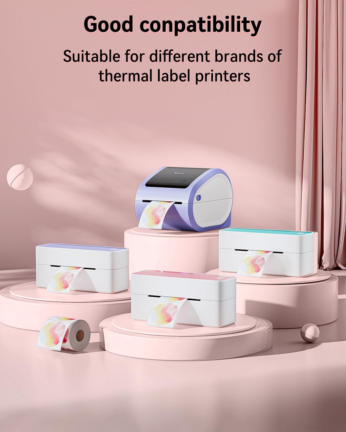 Snapklik.com : 2” Color Circle Thermal Labels, Self-Adhesive Round ...