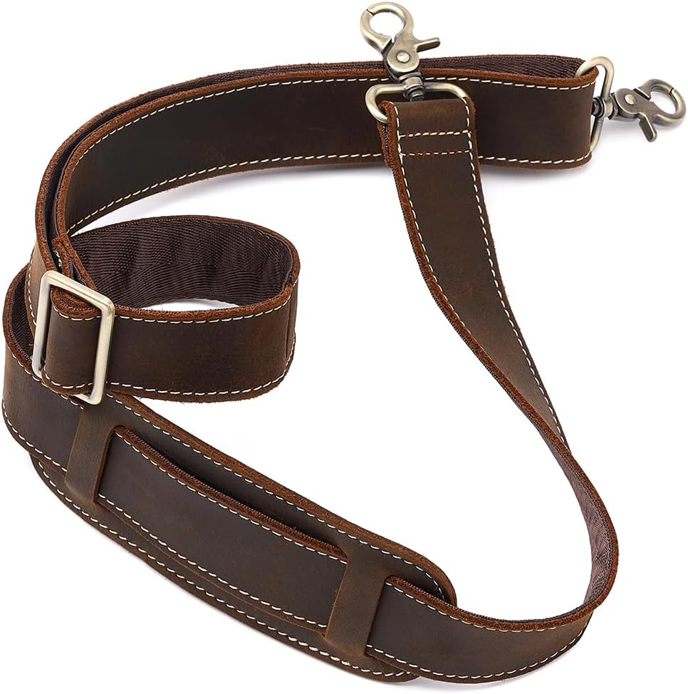 Amazon.com: Leather Adjustable Padded Replacement Shoulder Strap with ...