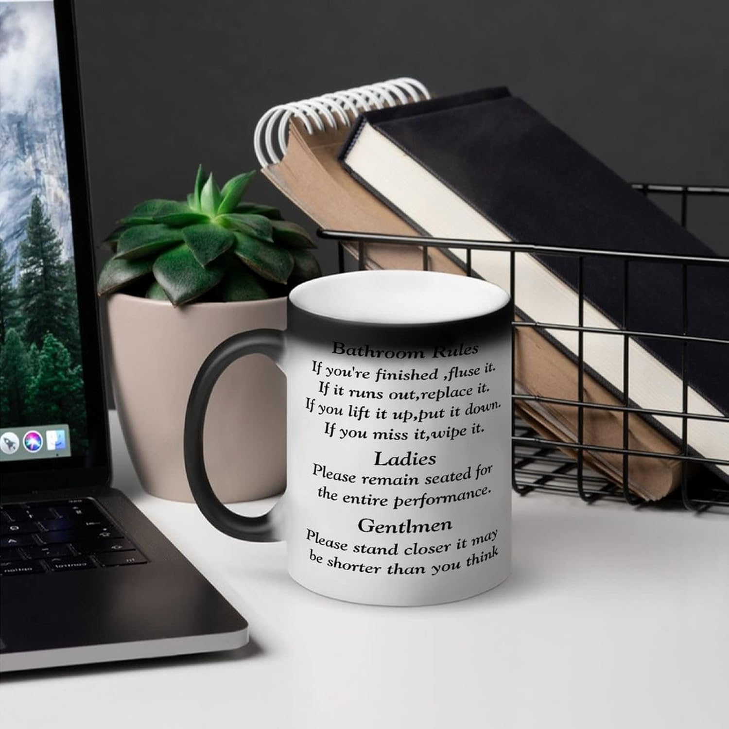 Amazon.com: Bathroom Rules Color Changing Black to White Mug Coffee ...