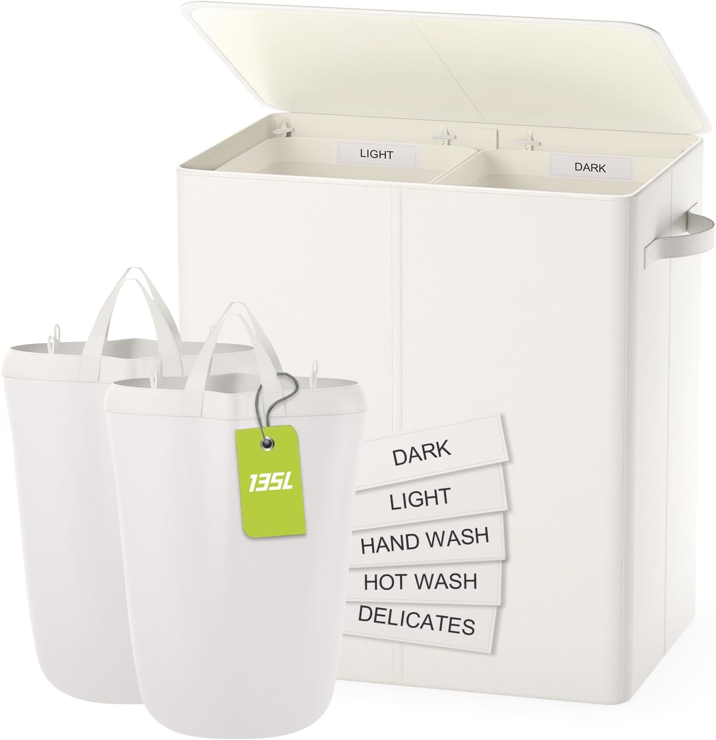 Amazon.com: Double Laundry Hamper with Lid, 135L Clothes Hampers for ...