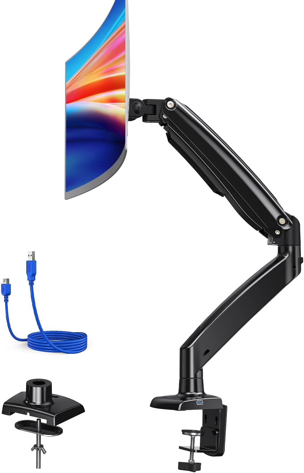 HUANUO Single Monitor Mount Stand, Long Single Arm Gas Spring Monitor ...