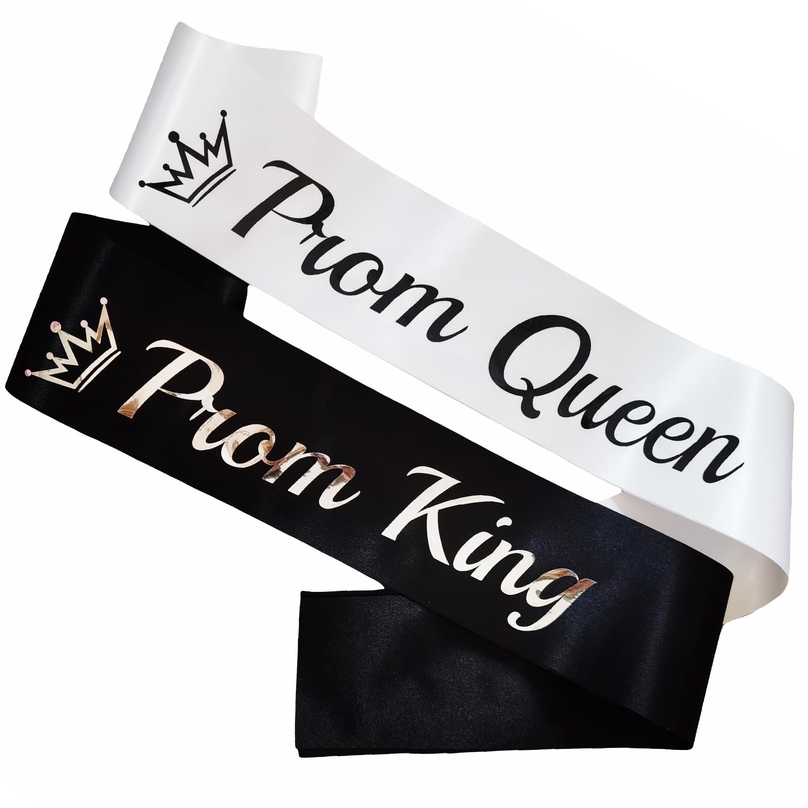 Amazon.com: LXYXUUN 2 Pack Prom King and Prom Queen Sashes, Black ...