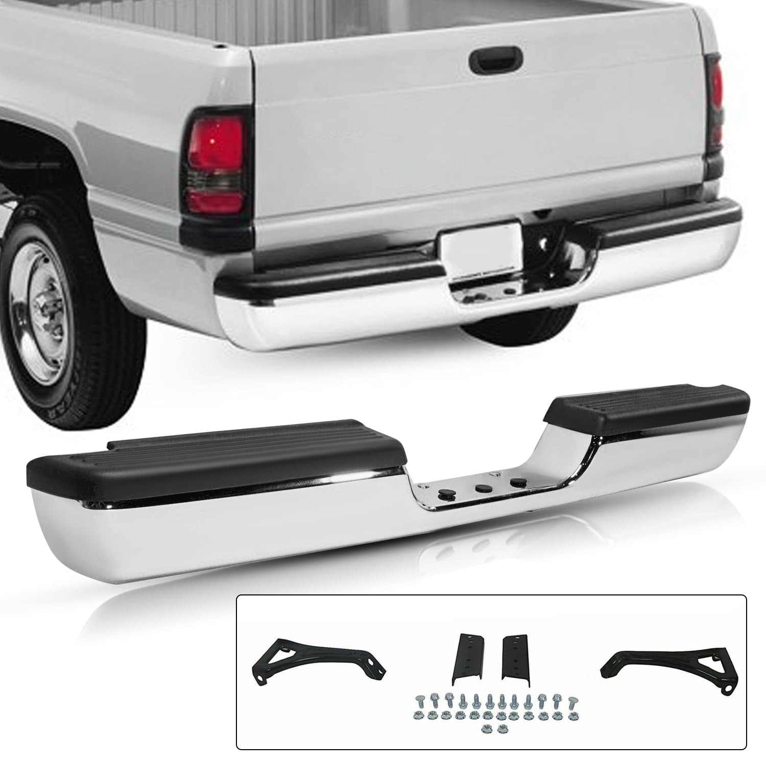 Snapklik.com : Rear Bumper Assembly Fits For 1994-2001 Dodge Ram 1500/ ...