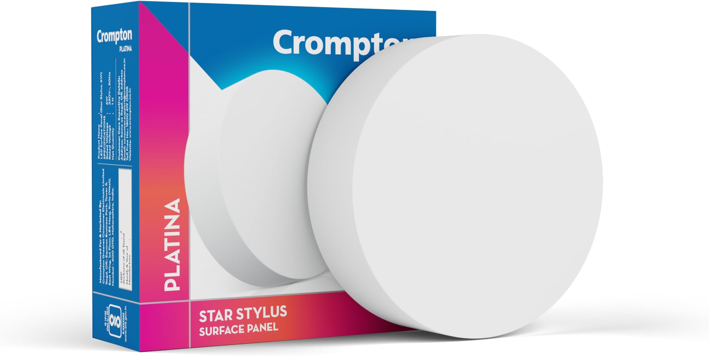 Crompton Platina Star Stylus Surface Panel 6W LED Round (Pack of 1 ...