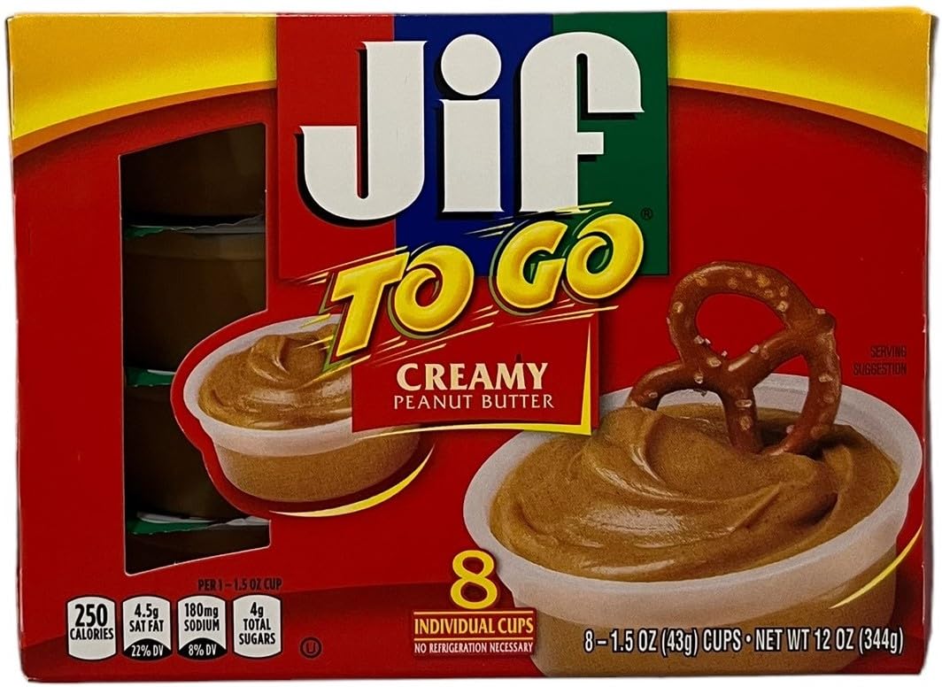 Amazon.com : Happy Spade Jif To Go Creamy Peanut Butter - 8 Pack – 1.5 ...