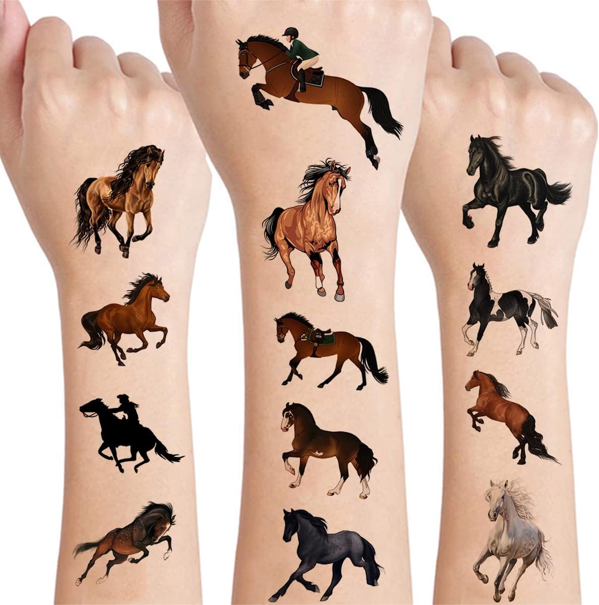 Amazon.com : 12 Sheets Horse Temporary Tattoos for Kids, Horse Birthday ...
