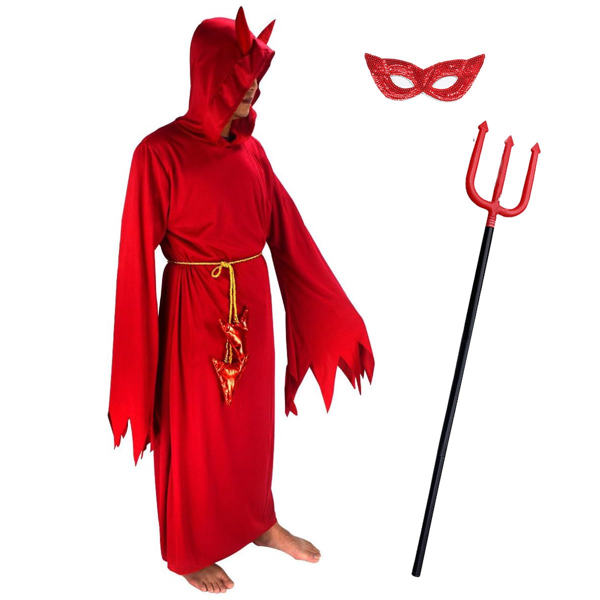 Amazon.com: Gardening Will Men's Red Devil Angular Hooded Robe Tunic ...