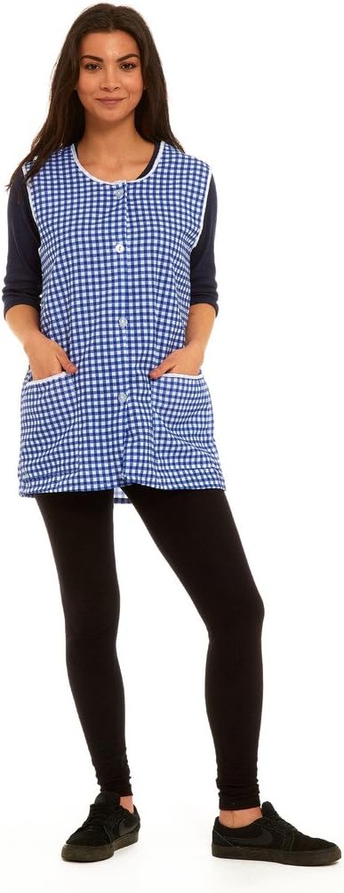 Ladies Tabard Overall Gingham Dogtooth Big Check Floral Buttoned Apron ...