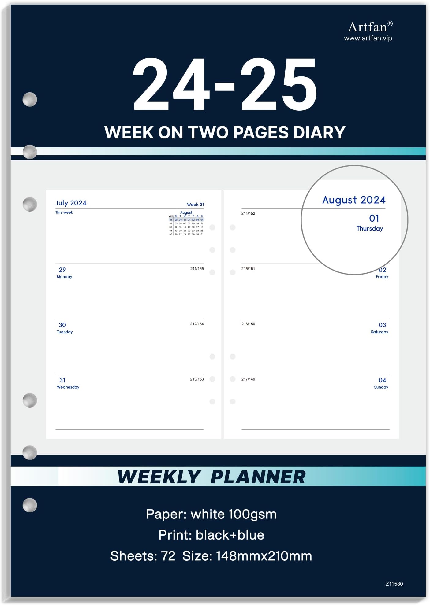 Academic Refill Diary 2024-2025 - A5 Week on Two Pages English Diary ...