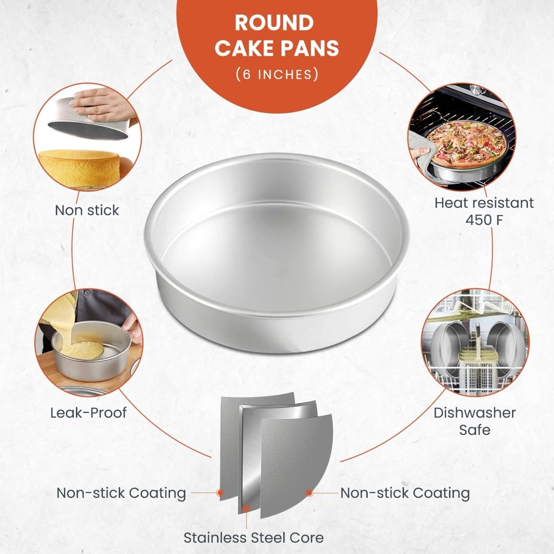 Snapklik.com : RFAQK Anodized Aluminum 6 Inch Round Cake Pans
