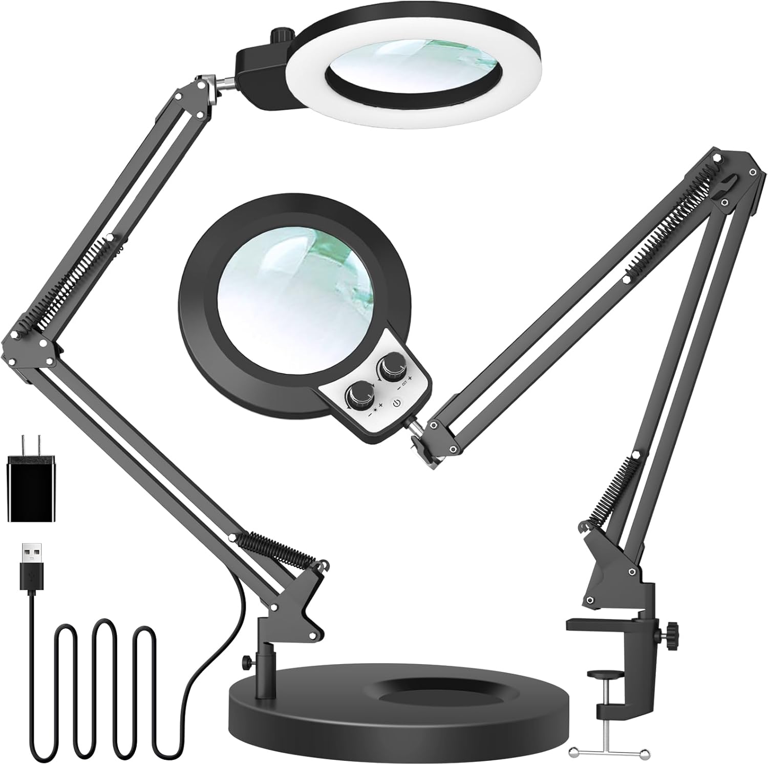 KIRKAS 12X Magnifying Glass with Light and Stand, Any Color Modes ...