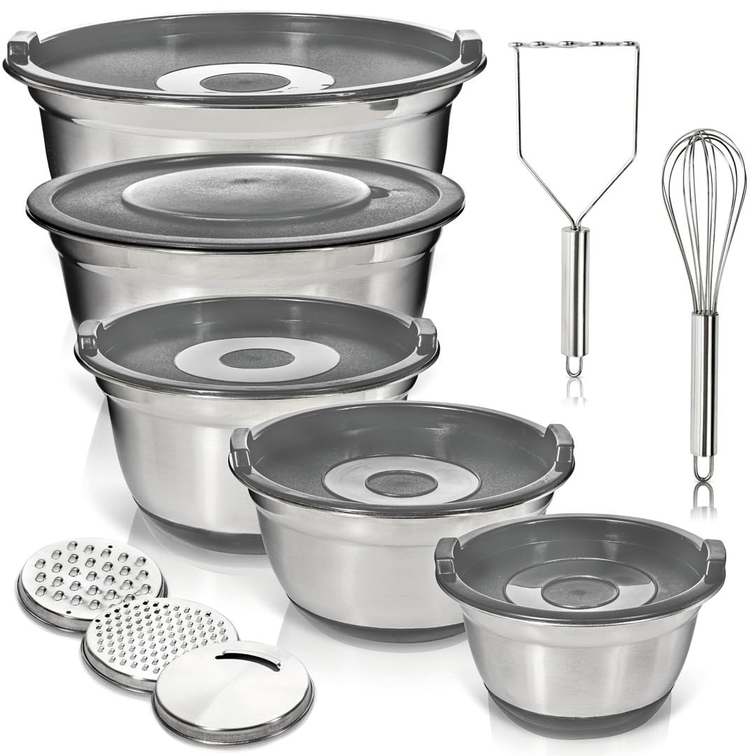 Amazon.com: WHYSKO® Stainless Steel Mixing Bowls With Lids Plus ...