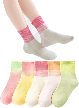 Amazon.com: Jsonoye 5 Pairs Girl Crew Sock Kids Cotton Sock Winter Warm ...