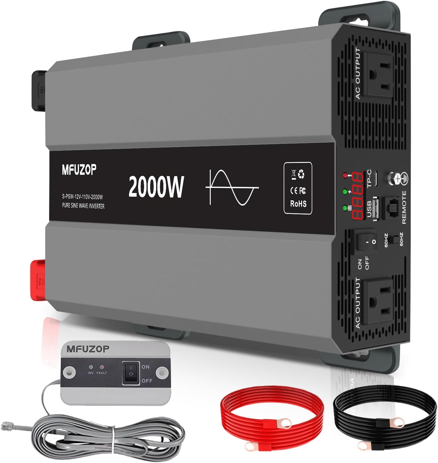 Amazon.com: BELTTT 1500W Pure Sine Wave Inverter 12V to 120V AC, Car ...