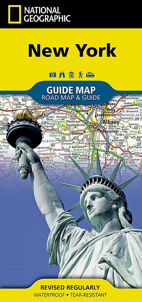 New York State Guide Map by National Geographic – Waterproof Road Map with Parks, Highways ...