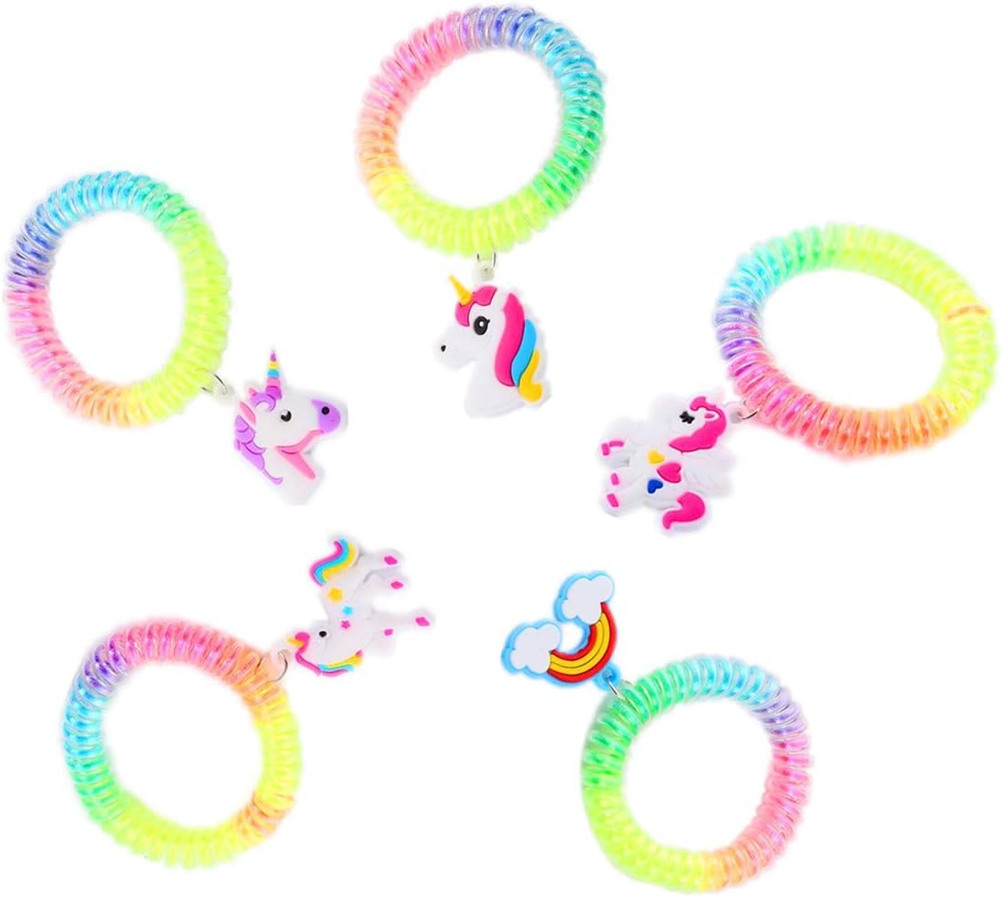 Amazon.com: Veronica Assorted Unicorn Bracelet Wristband Rainbow Coil Spring Spiral Wrist Band ...