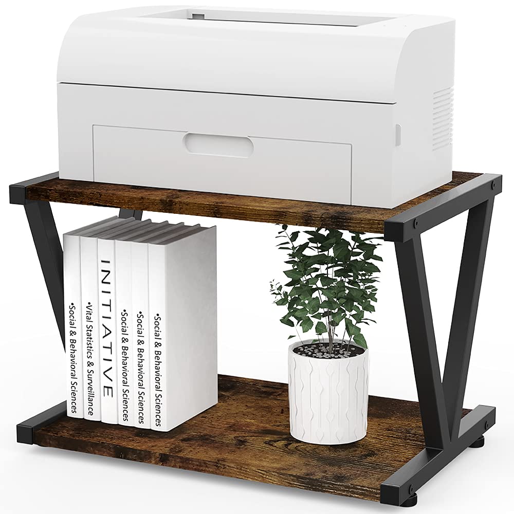 Vedecasa Retro Desktop Printer Stand 2 Tiers Under Desk Wood ...