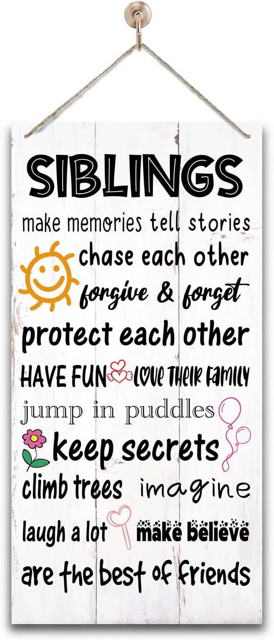 Amazon.com: Siblings Rules Home Signs Decor, Make Memories Tell Stories ...