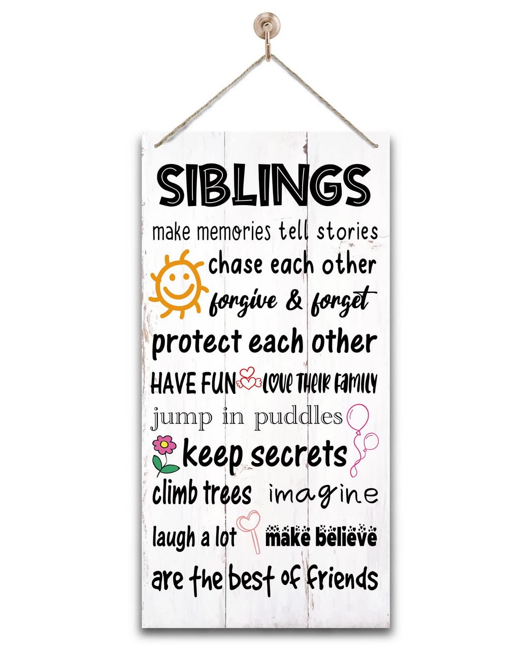 Amazon.com : Siblings Rules Home Signs Decor, Make Memories Tell ...