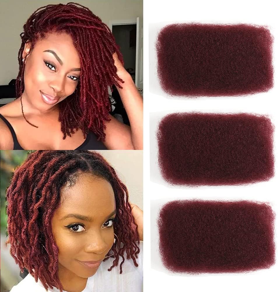 Amazon.com : DÉBUT Afro Kinky Bulk 100% Human Hair Burgundy 3 Packs ...