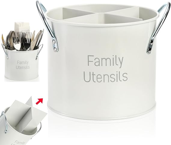 Amazon.com: Pumtus Vintage Utensil Holder, 4 Compartment Metal ...