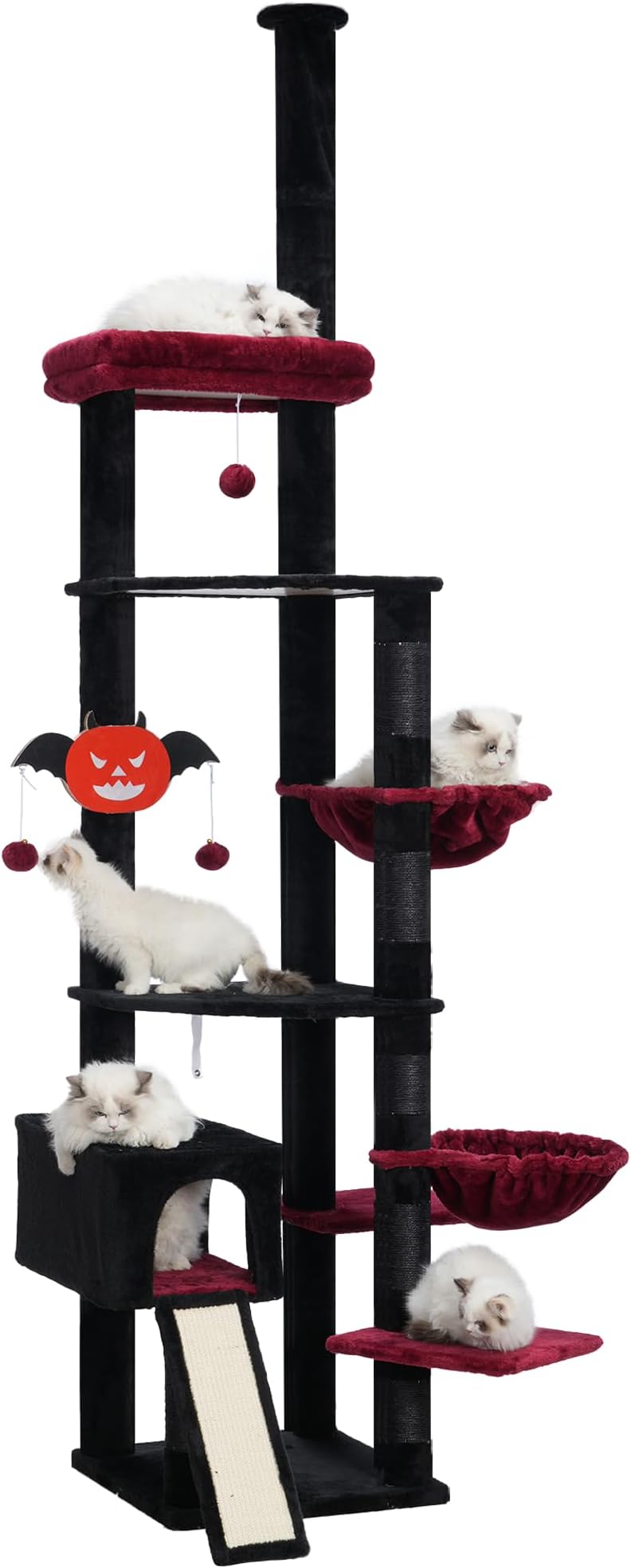 Hebly Floor to Ceiling Gothic Cat Tree 92.5-104 Inches with Hammock,Cat ...