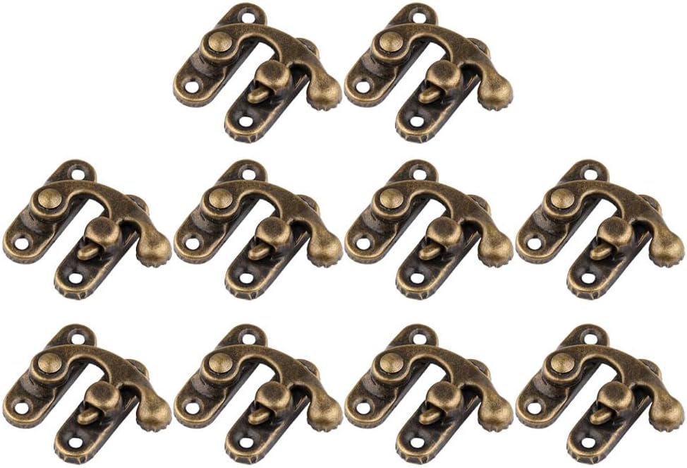 DECHOUS Antique Brass Horn Lock Metal Latch Hook for Wood Box 25pcs Set ...
