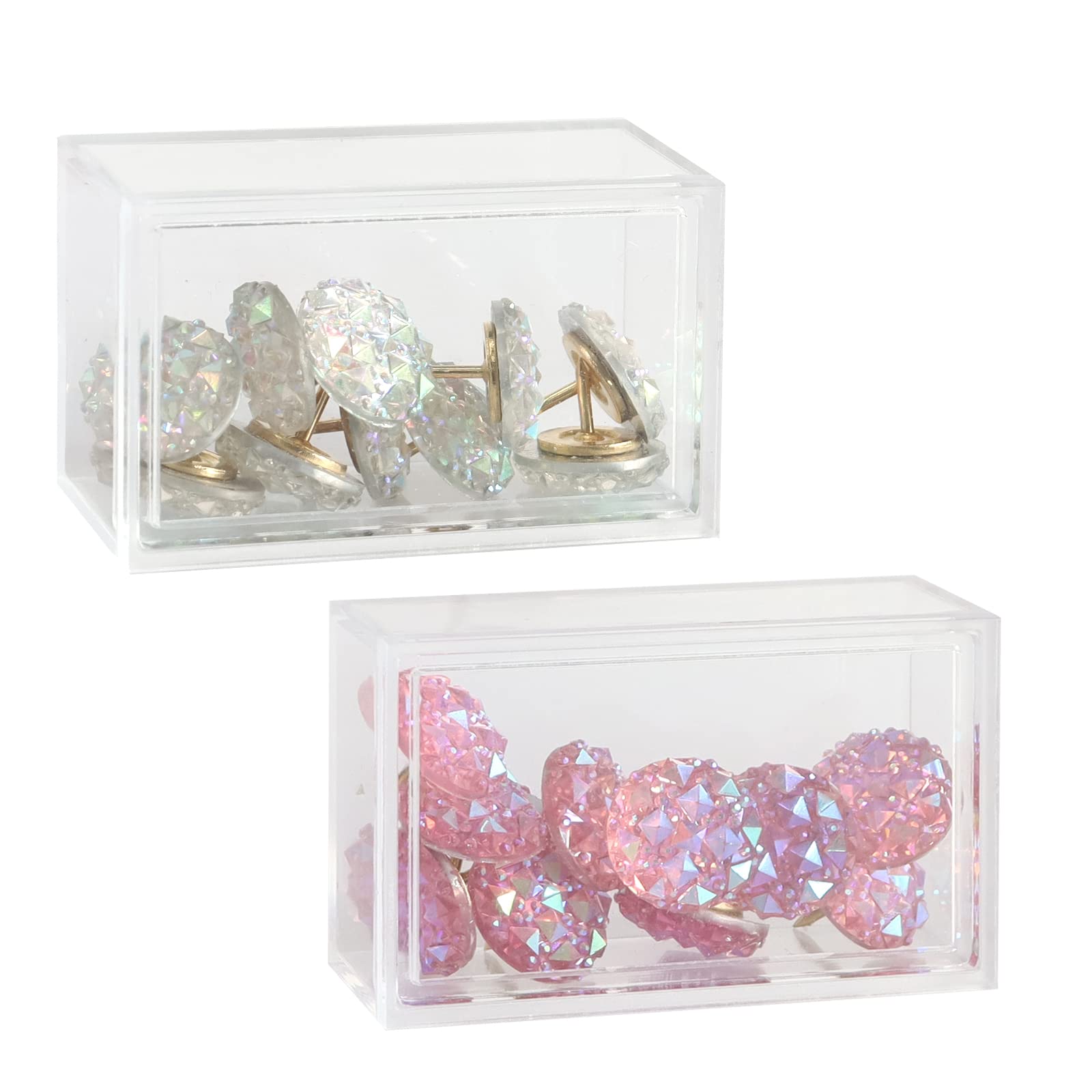 Amazon.com: Koqye Clear & Pink Diamond Push Pins, Bling Thumbtacks ...
