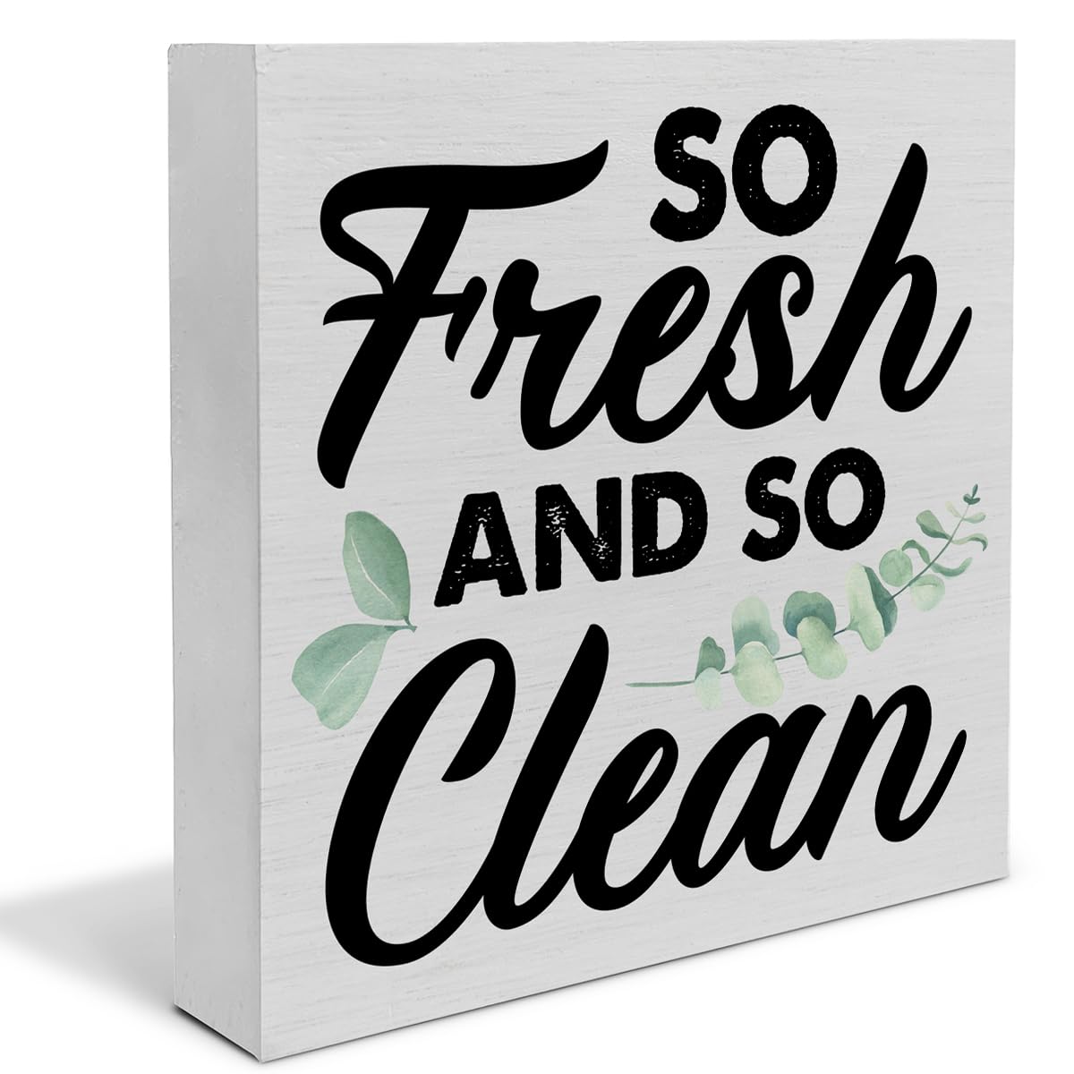 Amazon.com: Rustic Bathroom Wooden Box Sign Desk Decor, So Fresh and So ...