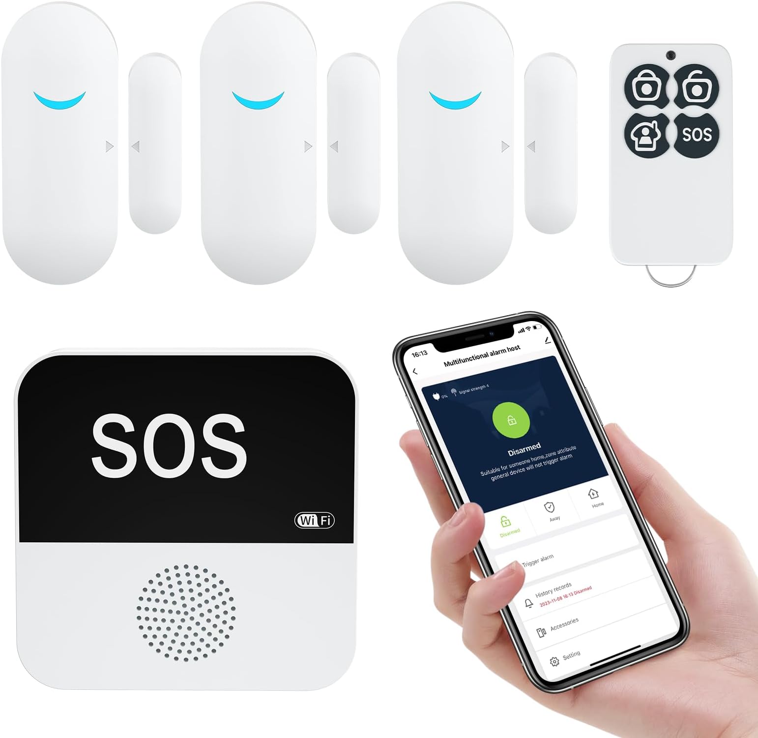 Amazon.com: Door Chime with Phone App,WiFi Door Open Contact Sensor ...