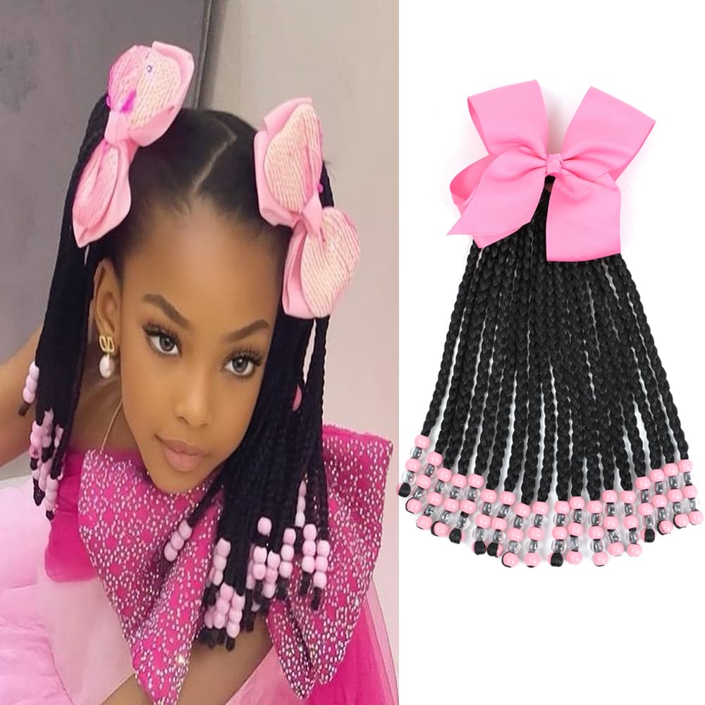 Amazon.com : Kids Ponytail Extension With Beads Box Braids Hair ...