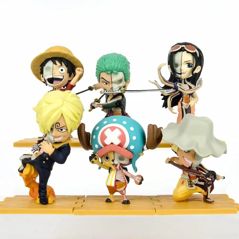 Buy PEPPITHREADS 6PCS Anime Figure Q Version Mini One Piece Monkey D ...