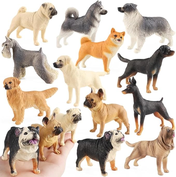 Amazon.com: EOIVSH 12PCS Realistic Dog Figurines Toy, Plastic Puppy ...