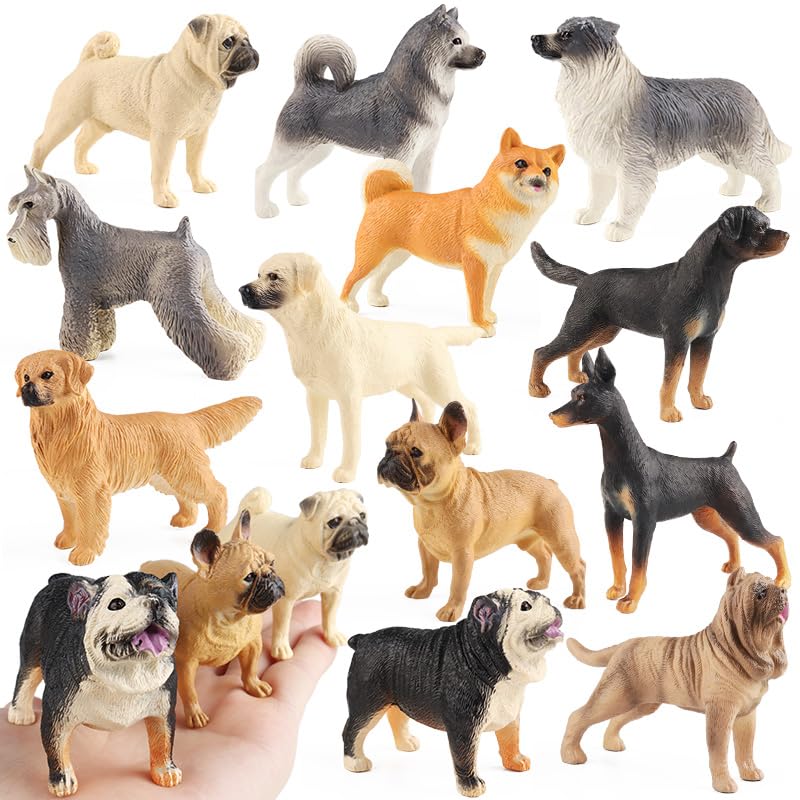 Amazon.com: EOIVSH 12PCS Realistic Dog Figurines Toy, Plastic Puppy ...