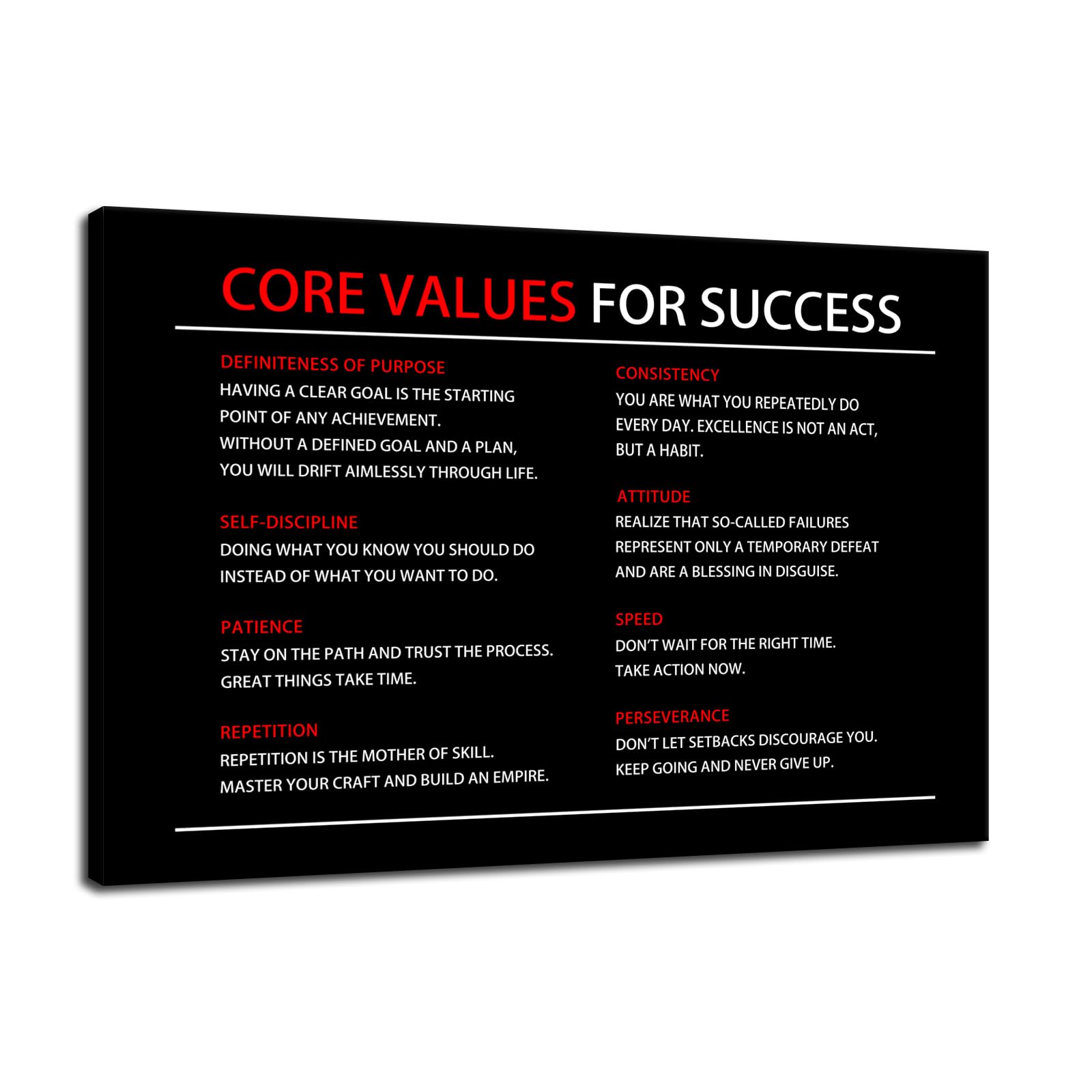 Amazon.com: Inspirational Canvas Wall Art Motivational Core Values for ...